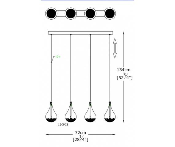 Lampa wisząca Perle P0226-04H-B5RK Zuma Line Poczwórna nowoczesna lampa ...
